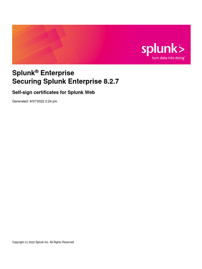 Splunk 8.2.7 Security Self SigncertificatesforSplunkWeb | PDF | Public ...