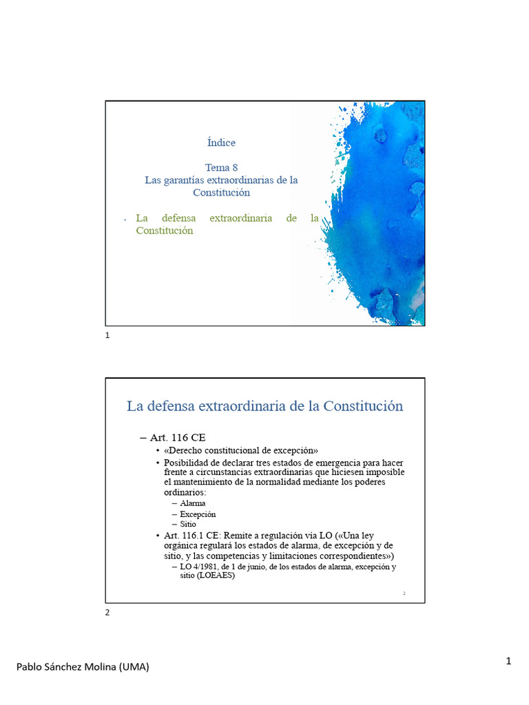 Tema 08. Las Garantiì As Extraordinarias de La ConstitucioÌ N | PDF ...