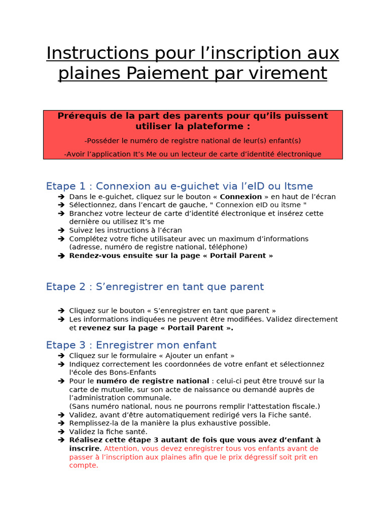 Instructions Inscriptions | PDF