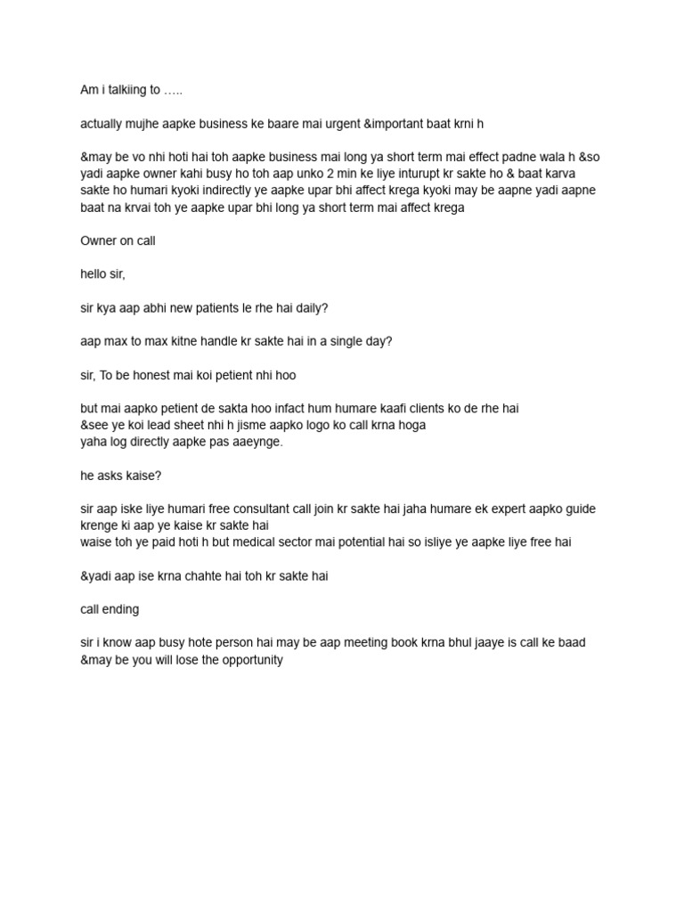 Cold Calling Script | PDF