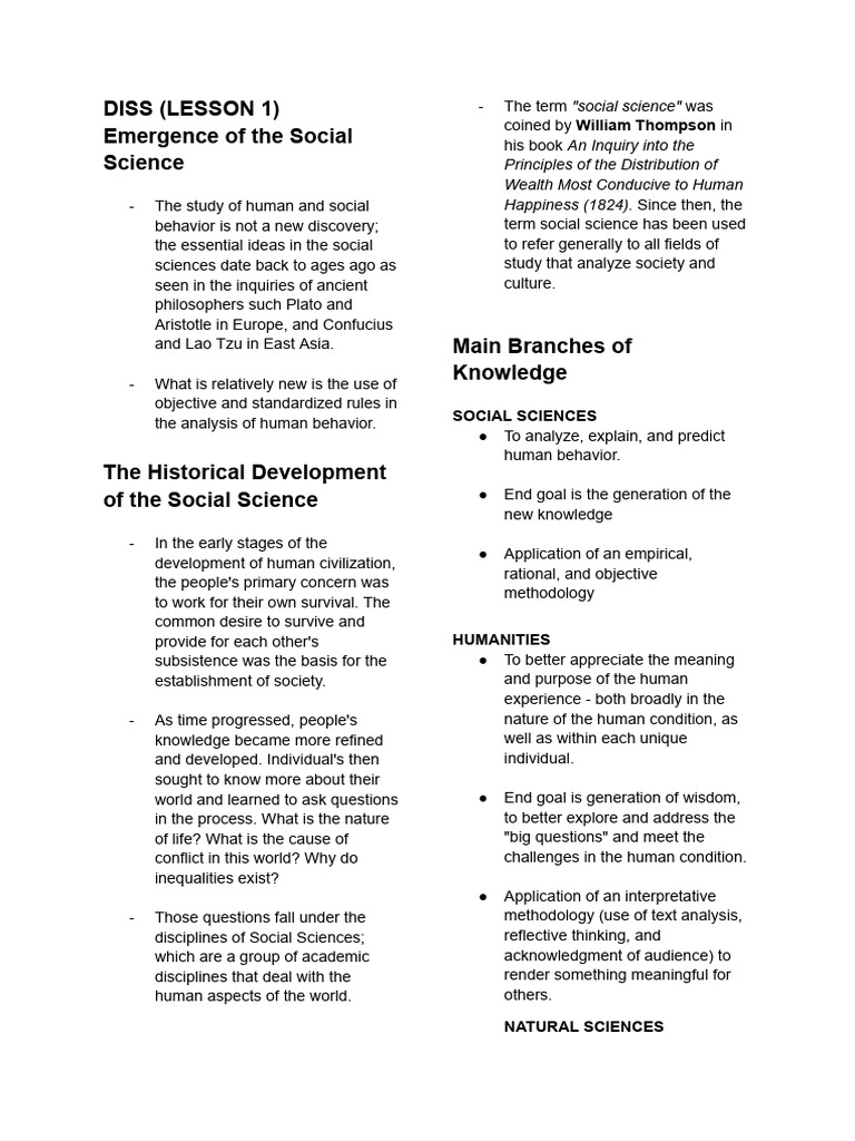 Diss 11 (Lesson 1) | Download Free PDF | Science | Social Sciences