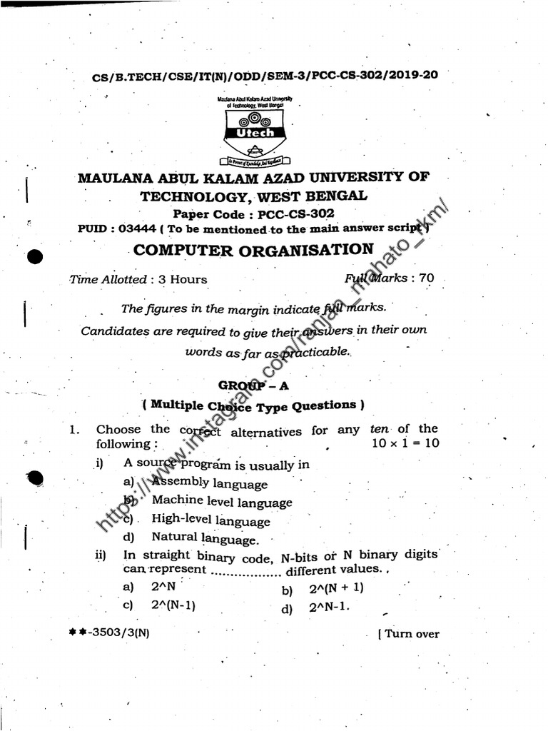 Computer Organisation PYQ 2010 TO 2022 3RD SEM CSE IT | PDF | Cpu Cache ...