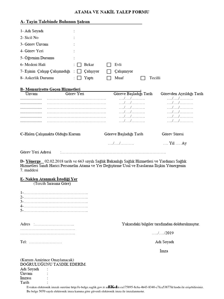 Atama Nakil Talep Formu 3pdf | PDF