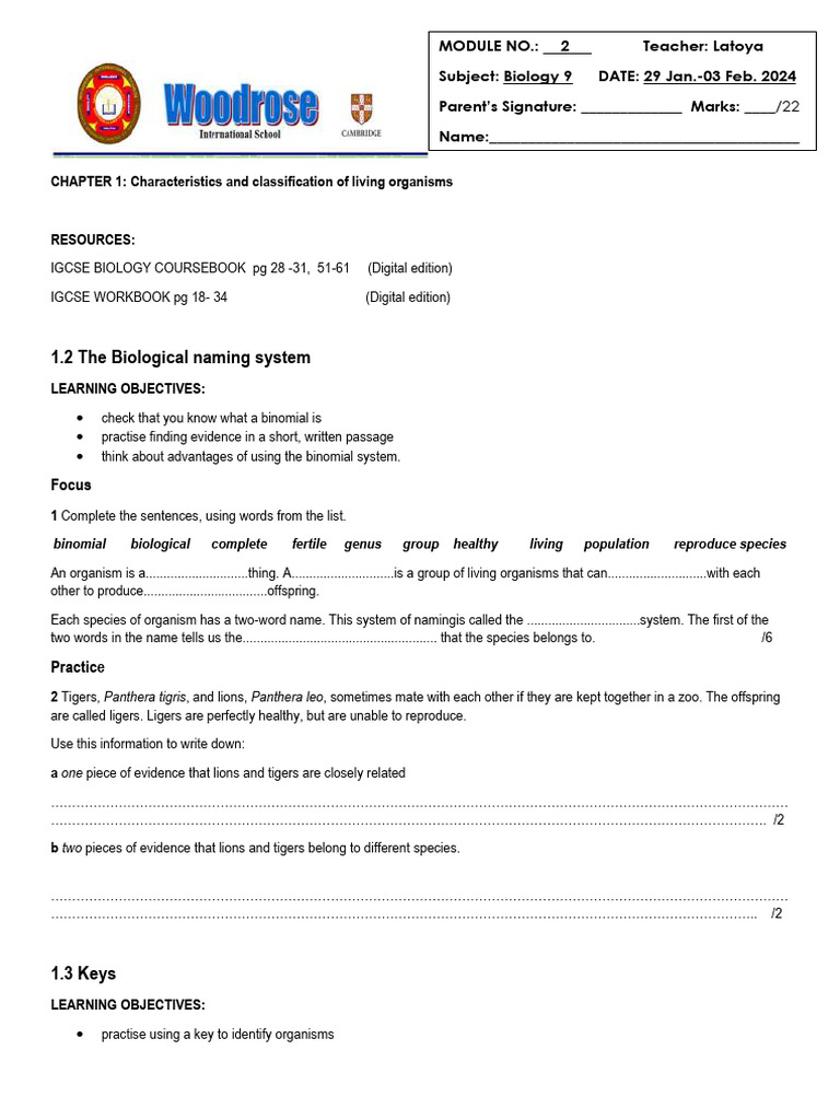 Bio 9 Module 2 Download Free Pdf Organisms Biology
