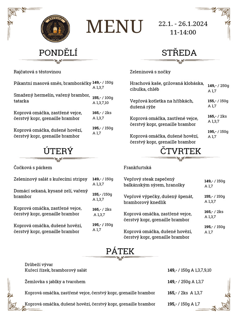 Denní Menu Brykule A4 | PDF