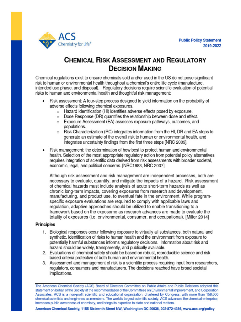 Chemical Risk Assessment | Download Free PDF | Risk | Risk Assessment