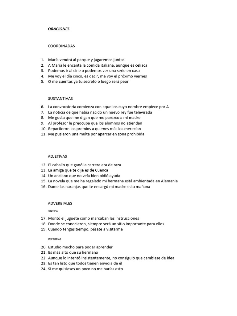 Tipos de Oraciones en Español | PDF