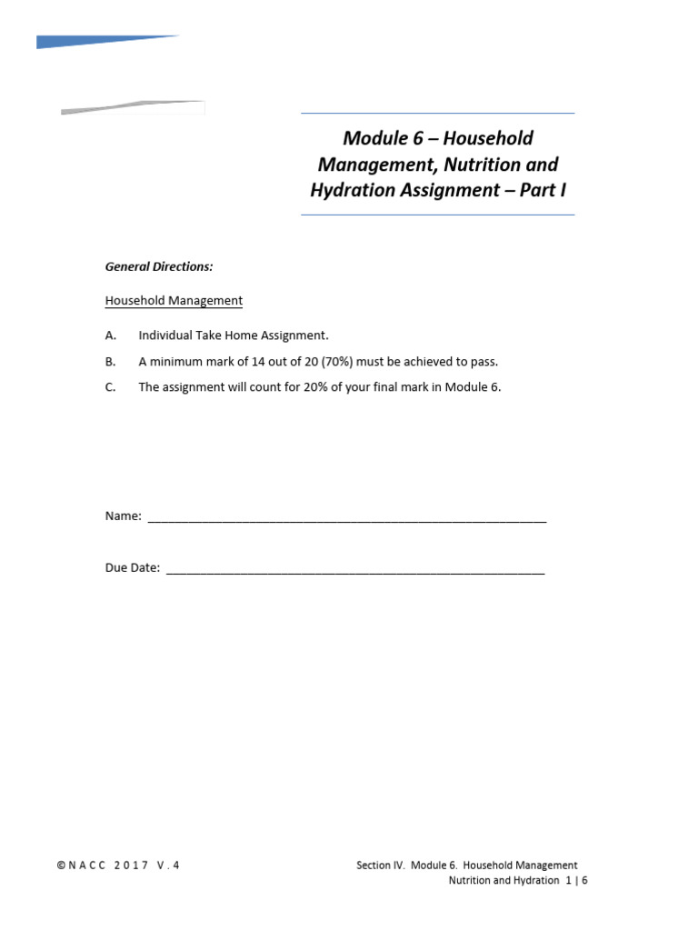 IV-7 Individual Assigmt - Module 6 Household Management | PDF | Housekeeping | Recipe