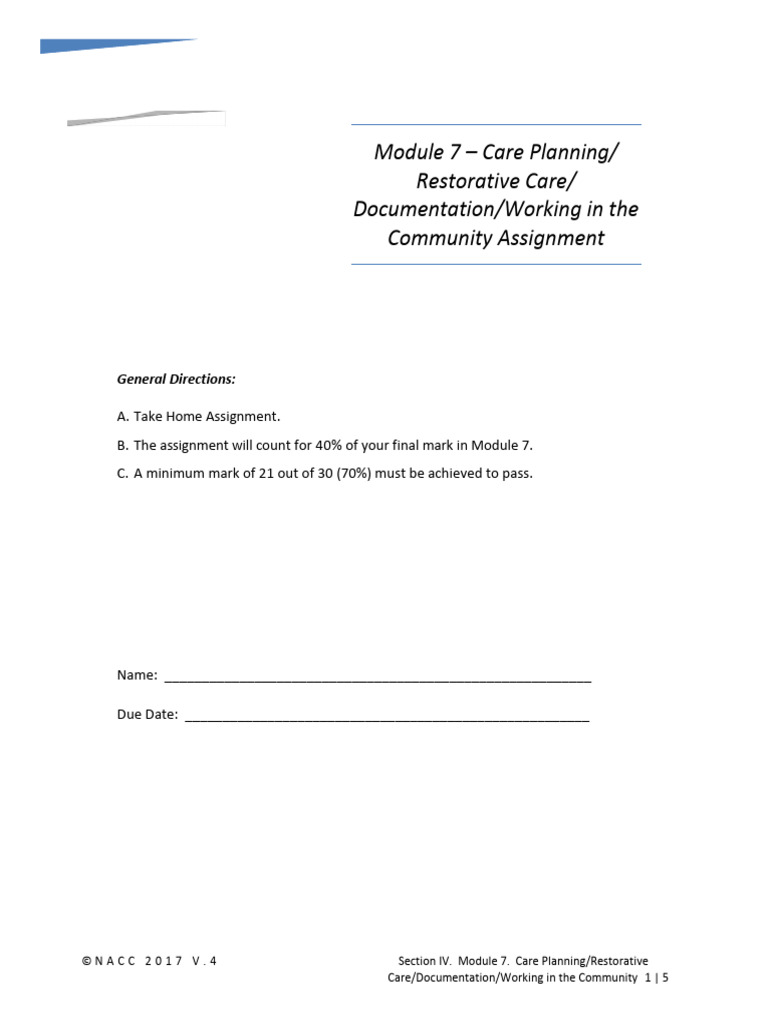 IV-8 Assigmt - Module 7 Care Planning | PDF | Cognition | Behavioural ...