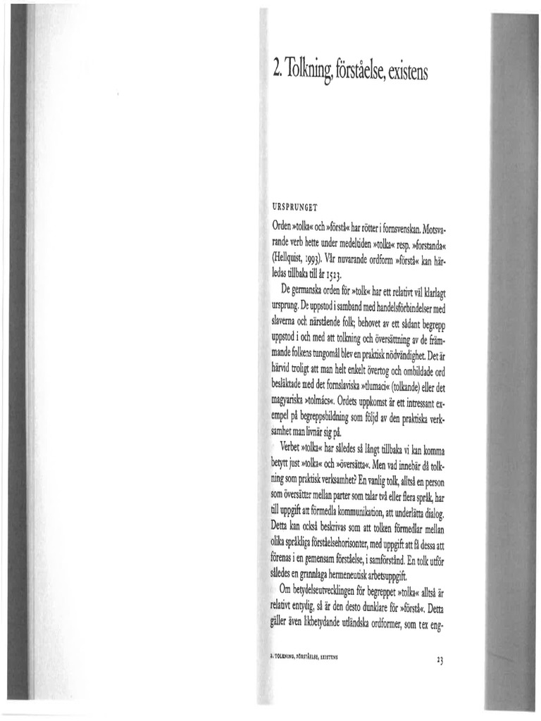 Odman, Tolkning, Forstaelse, Vetande | PDF