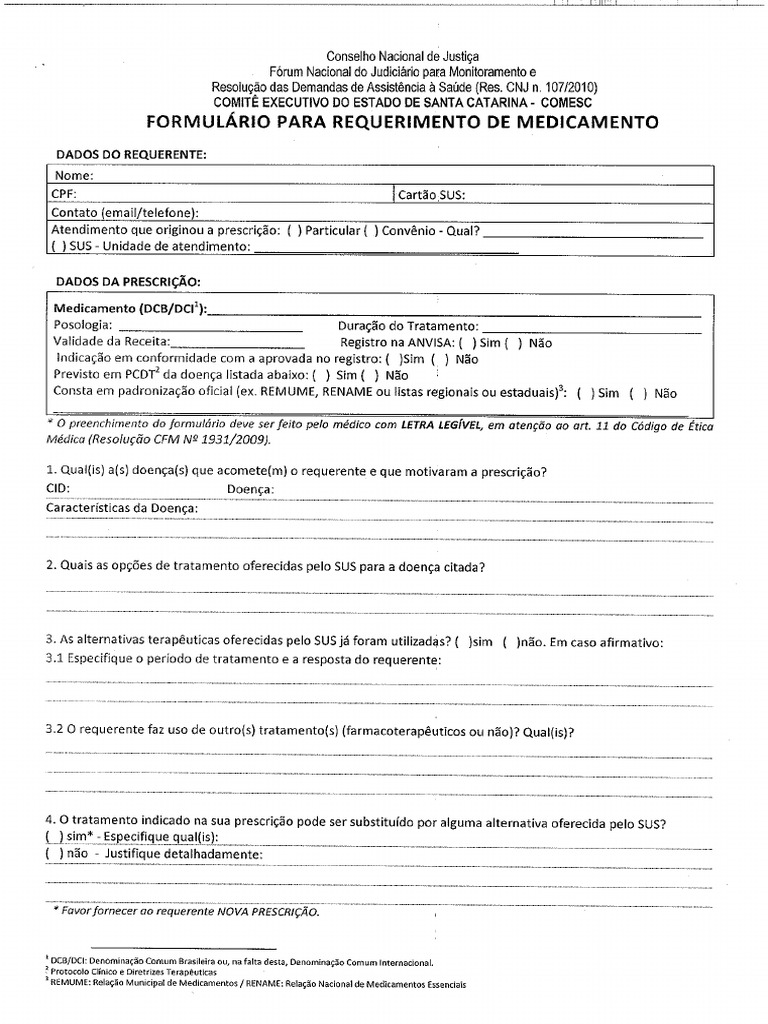 Formulário Med. COMESC | PDF