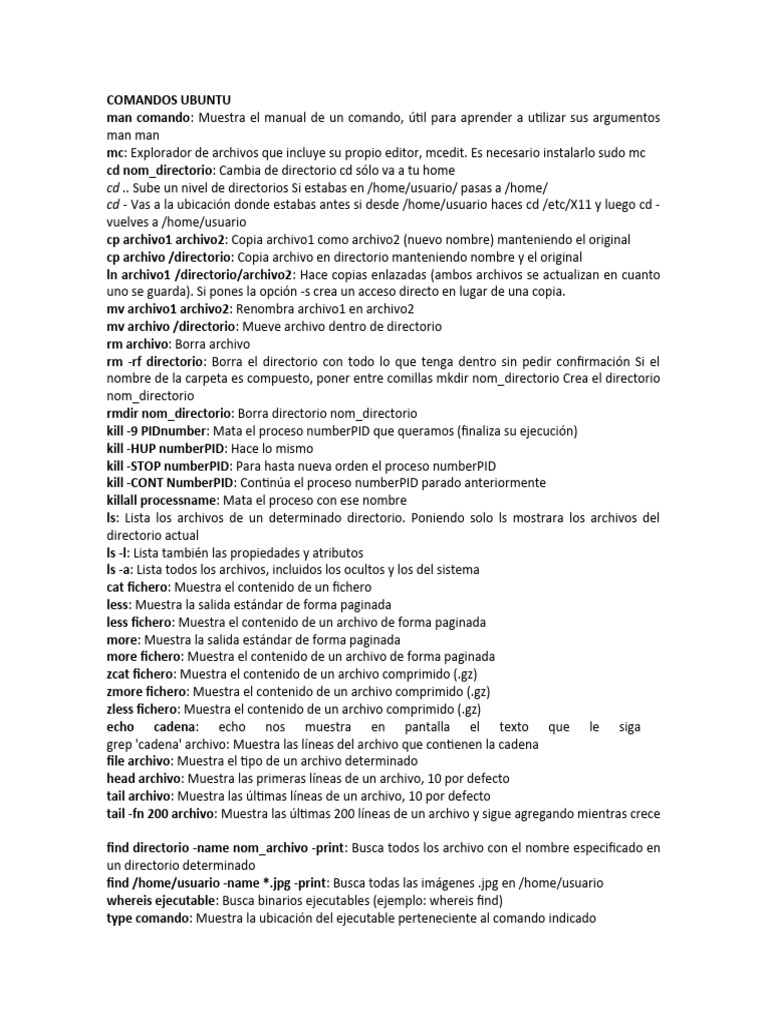 Comandos Ubuntu | Descargar gratis PDF | Archivo de computadora | Directorio (Computación)
