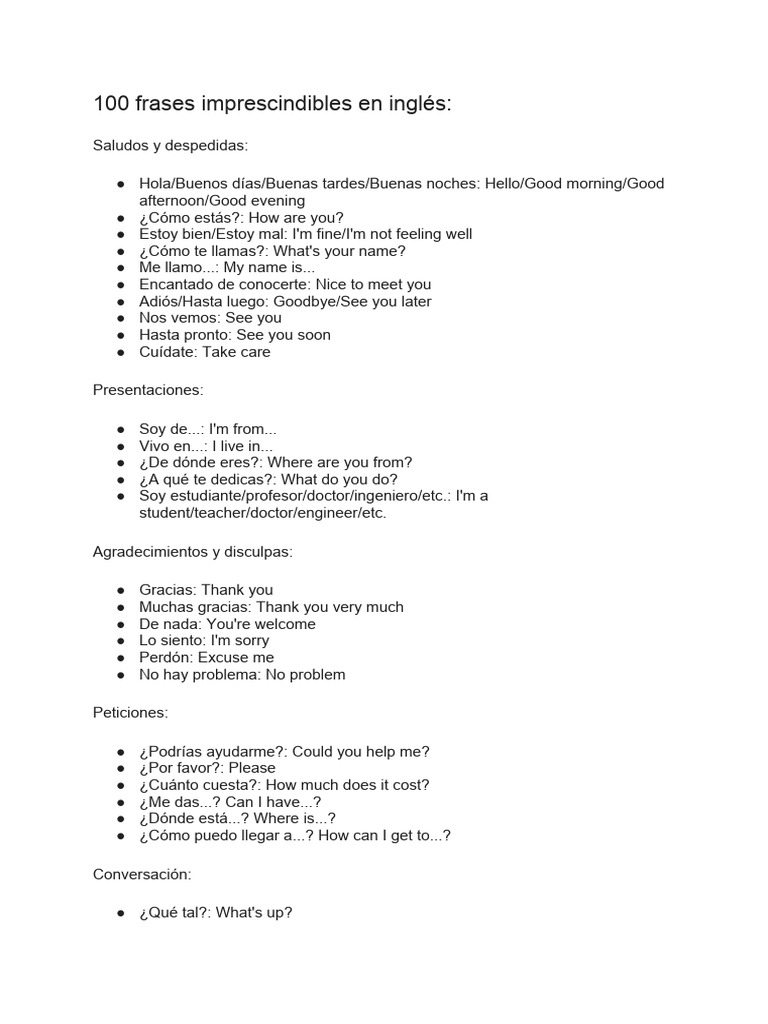 100 Frases en Ingles | PDF
