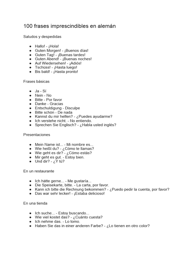 100 Frases en Alemán | PDF