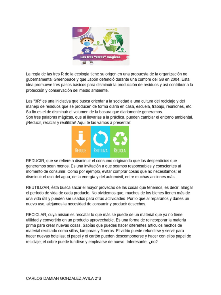 Las Tres R | PDF | Residuos | Reciclaje