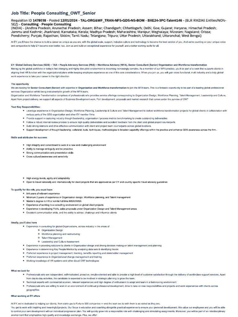 Job Description Print Preview - OWT - Senior - Apurva | PDF