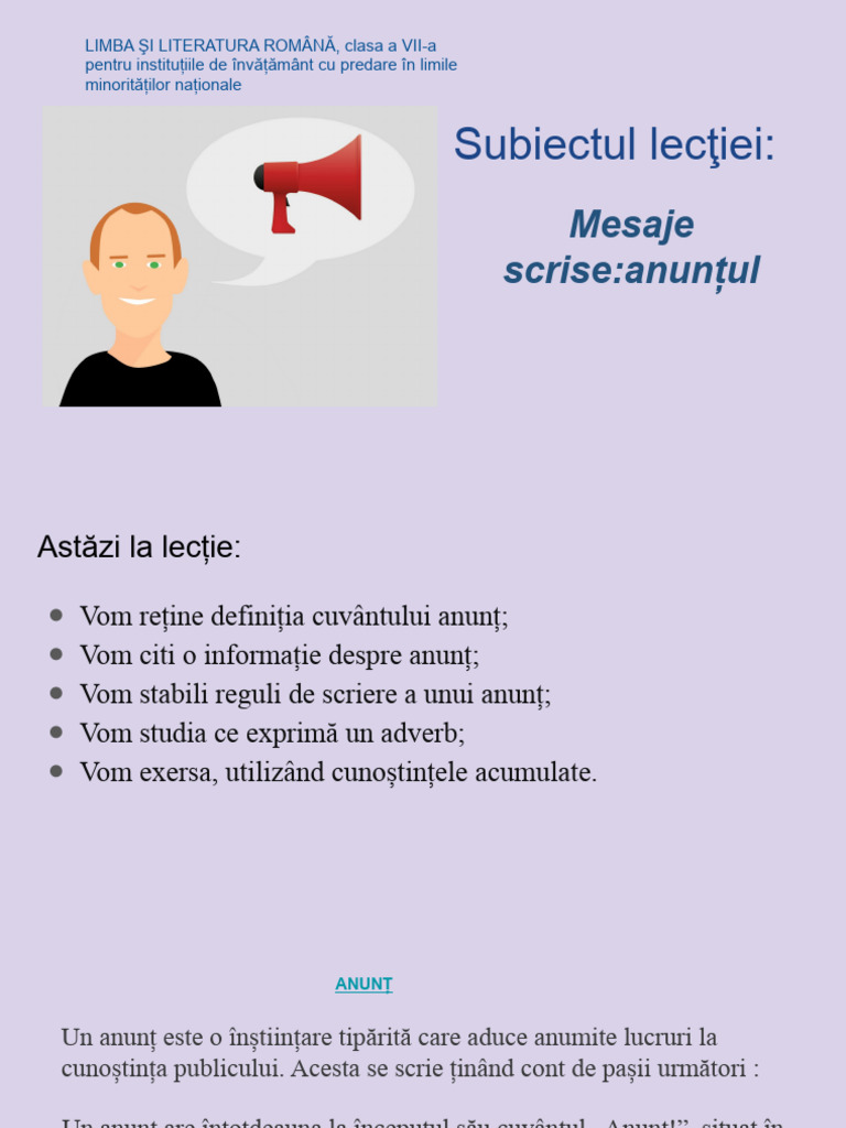 Mesaje Scrise - Anuntul | PDF