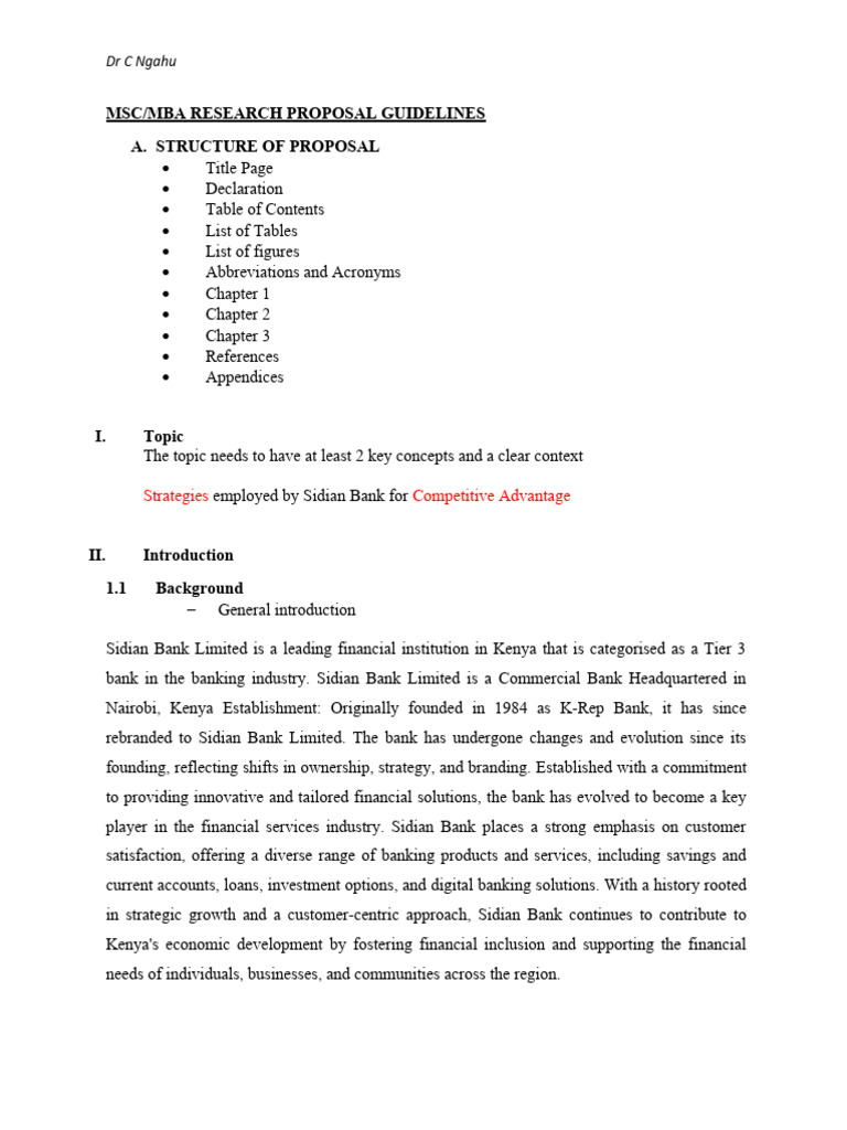 MBA and MSC RESEARCH PROPOSAL | PDF | Strategic Management ...