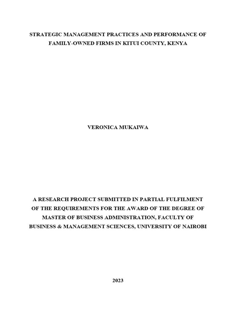 Veronica Mukaiwa Research Project-1 | PDF | Strategic Management | Business