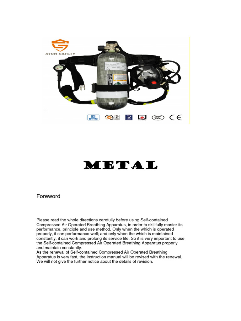 SCABA Manual | PDF | Valve | Breathing
