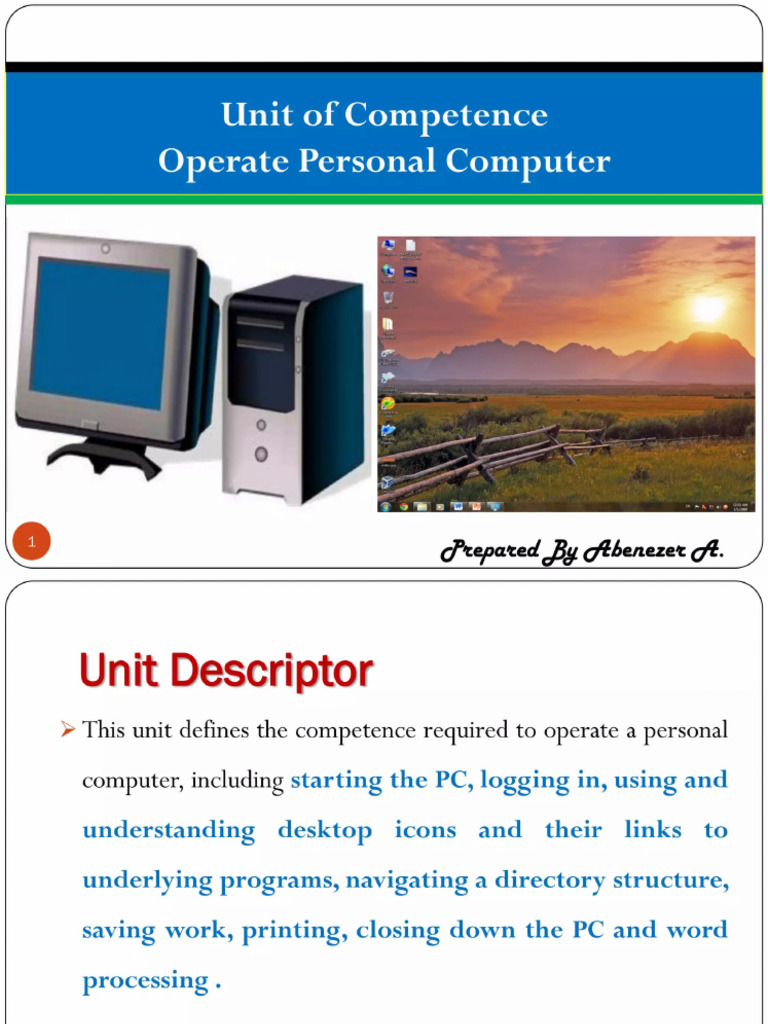 Operate Personal Computer | PDF