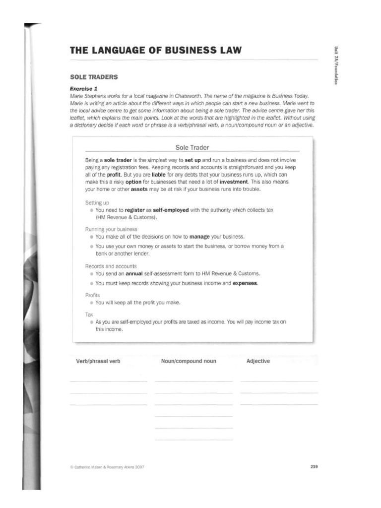 Unit 7A - THE LANGUAGE OF BUSINESS LAW | PDF