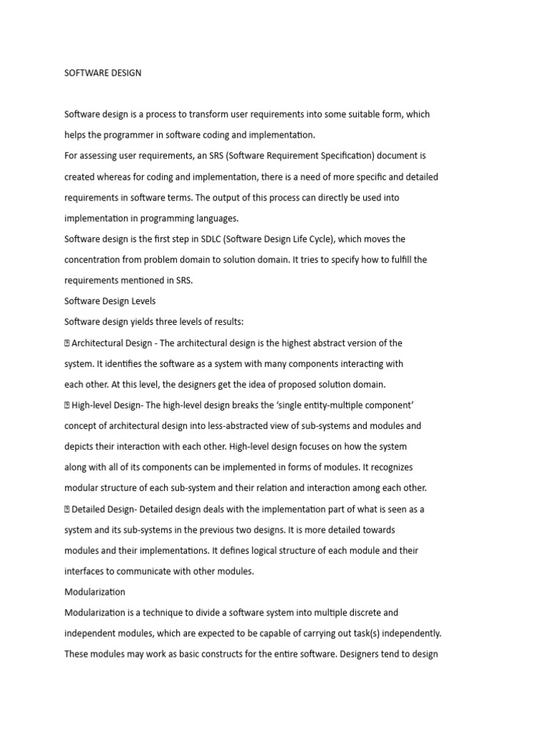 Software Design | PDF | Modular Programming | Software Design Software Design | PDF | Modular Programming | Software Design