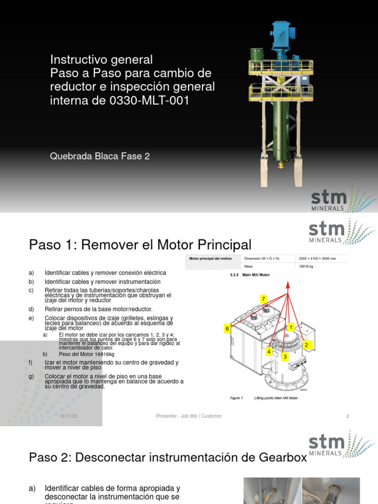 Instrucciones para Cambio de Reductor 0330-MLT-001 | PDF | Máquina ...