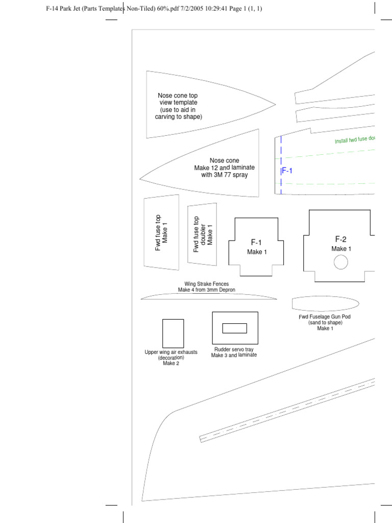 F-14 Park Jet Parts Templates Tiled 60 Percent | PDF | Empennage | Aircraft