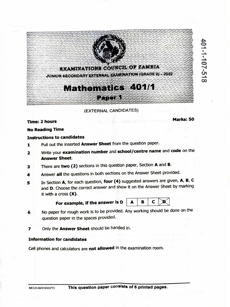 G9 Maths P1 Ext - 2022-1 | PDF