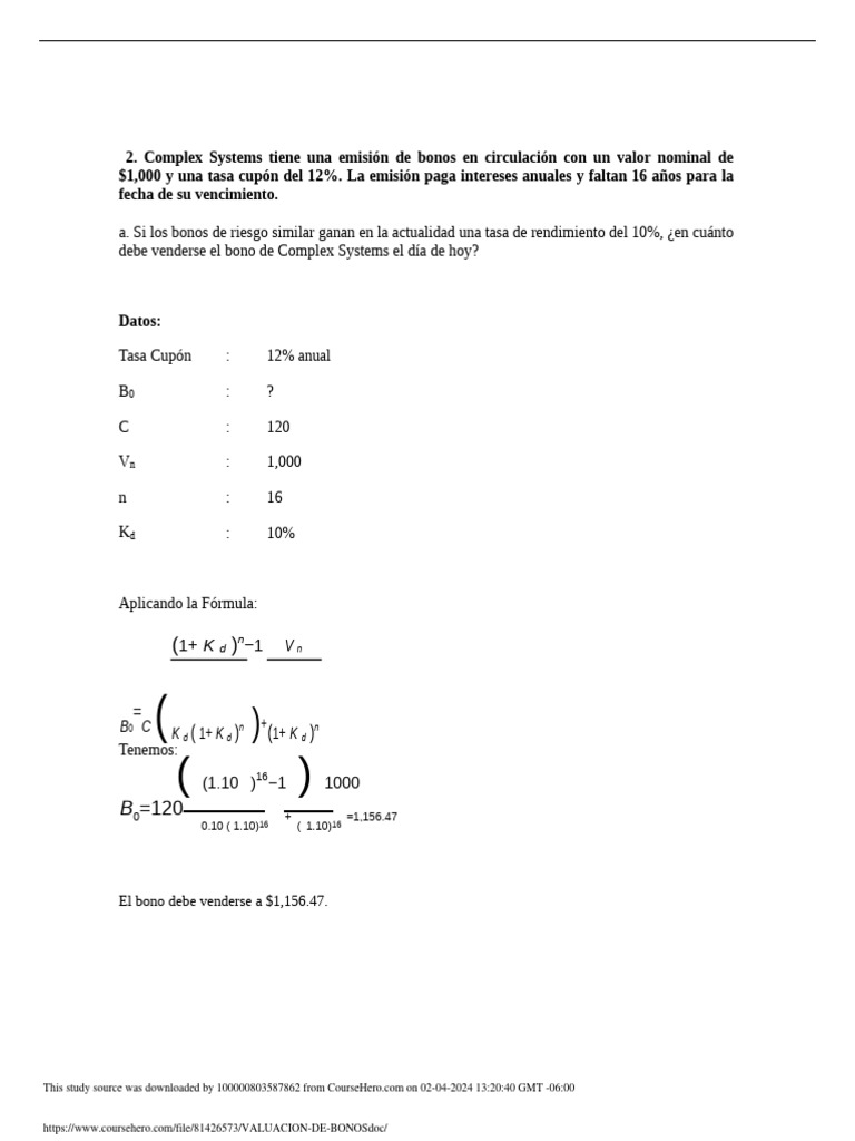 Valuacion de Bonos | PDF