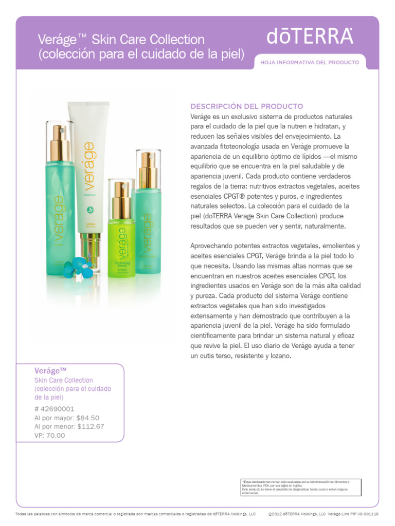 Ficha Técnica Colección Verage | PDF