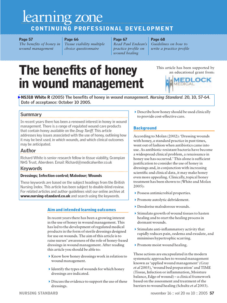 Learning Zone: The Benefits of Honey in Wound Management | PDF | Wound ...