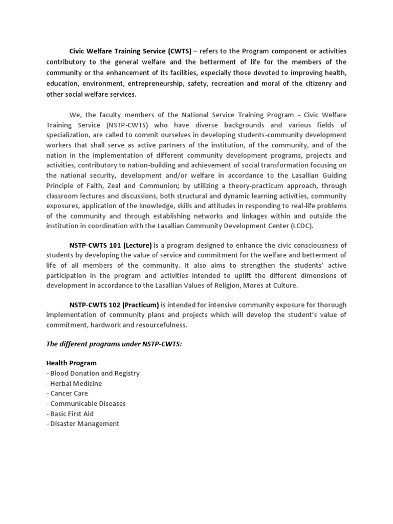 Civic Welfare Training Service | Youth | Leadership