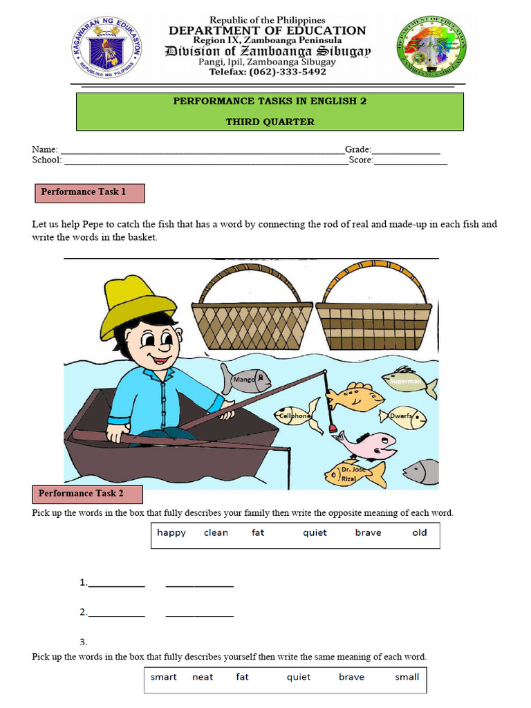 3rd Quarter--Performance Task Test in Grade 2 | PDF