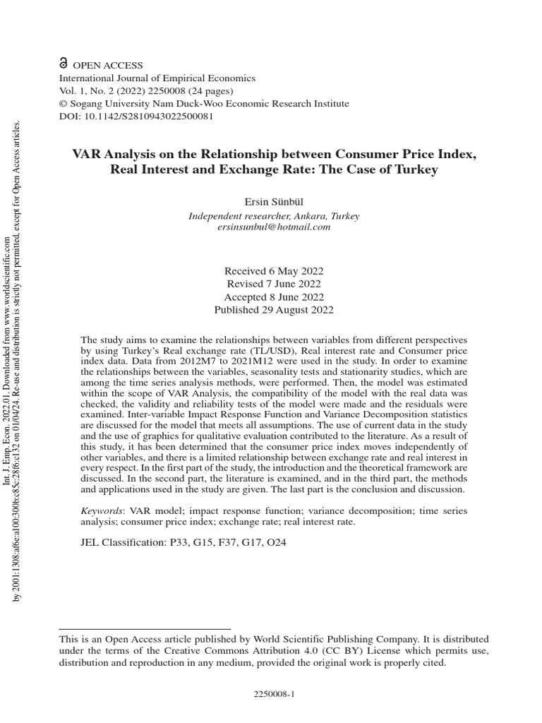 IMPORTANTE VAR Analysis On The Relationship Between Consumer Price ...
