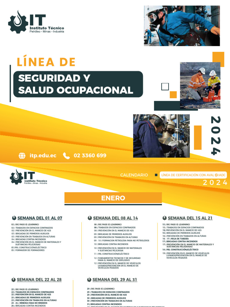 Calendario Línea de Seguridad y Salud Ocupacional Enero | PDF | Seguridad y salud ocupacional ...
