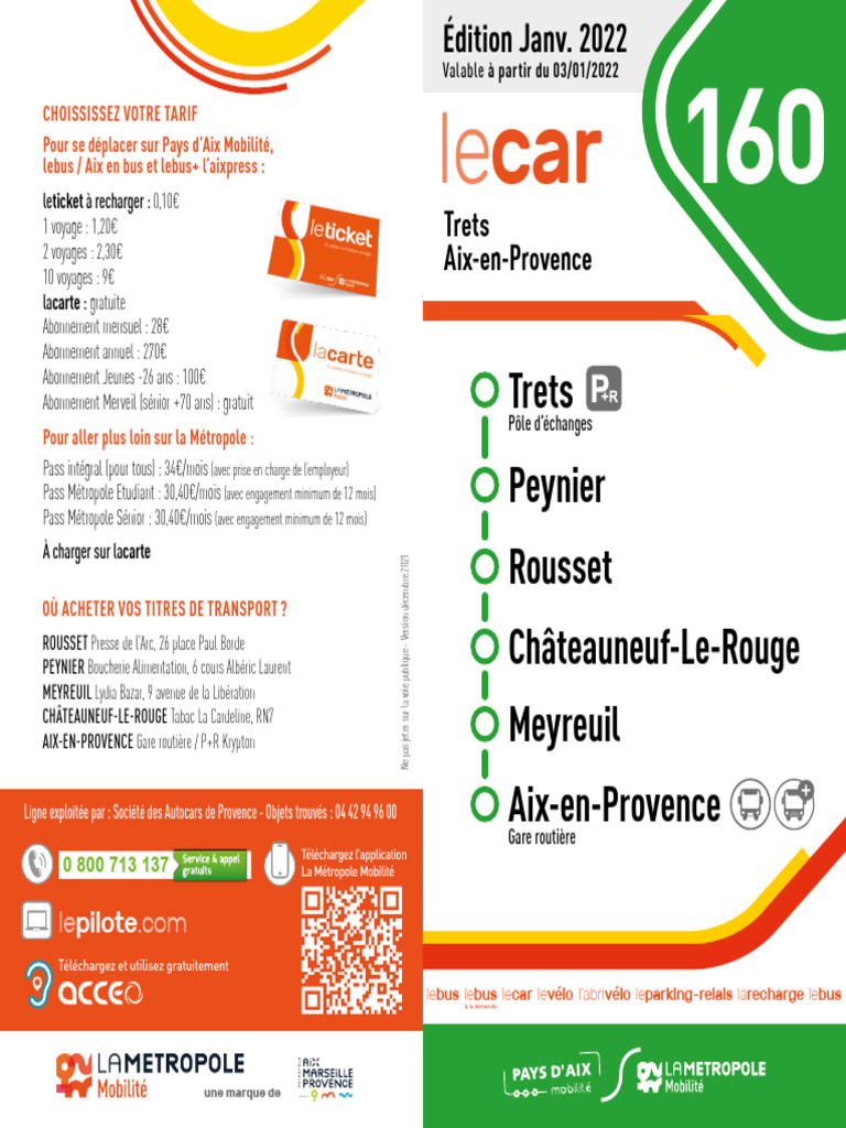 Horaires du bus 160 Aix-Trets 2024 | PDF | Autobus | Transport terrestre
