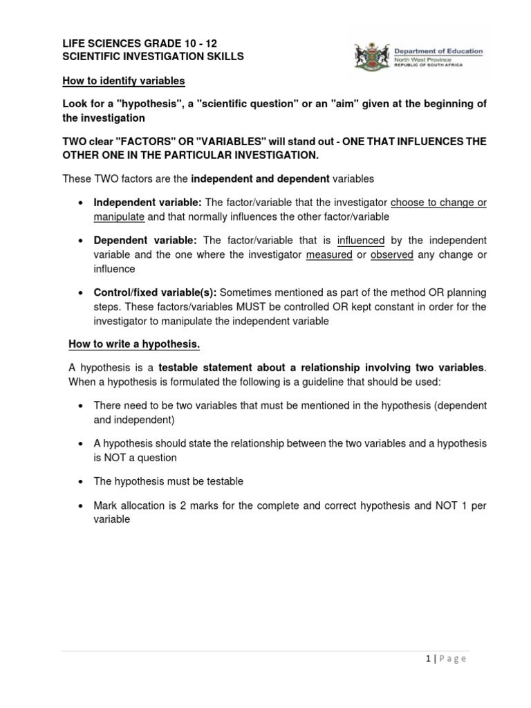 Scientific Investigation Skills for Life Sciences | PDF | Experiment ...