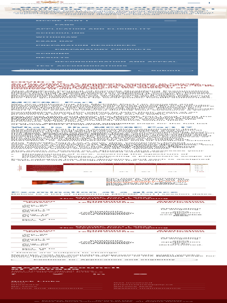 MCCQE Part I Medical Council of Canada | PDF | Social Programs | Medicine