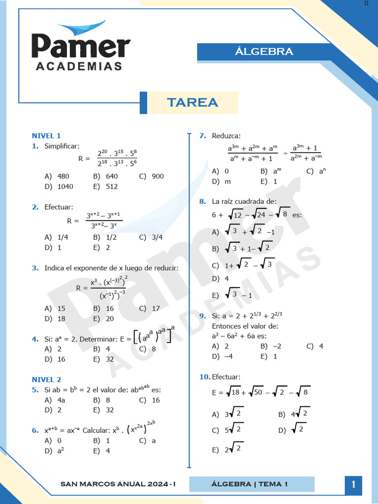 ALGEBRA - Tarea Sem 1 | PDF | Ajedrez