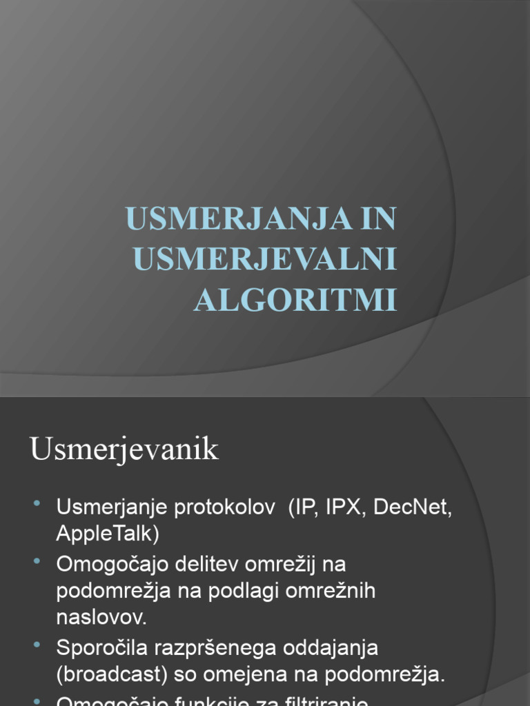 Usmerjanja in Usmerjavalni Algoritmi | PDF Usmerjanja in Usmerjavalni Algoritmi | PDF