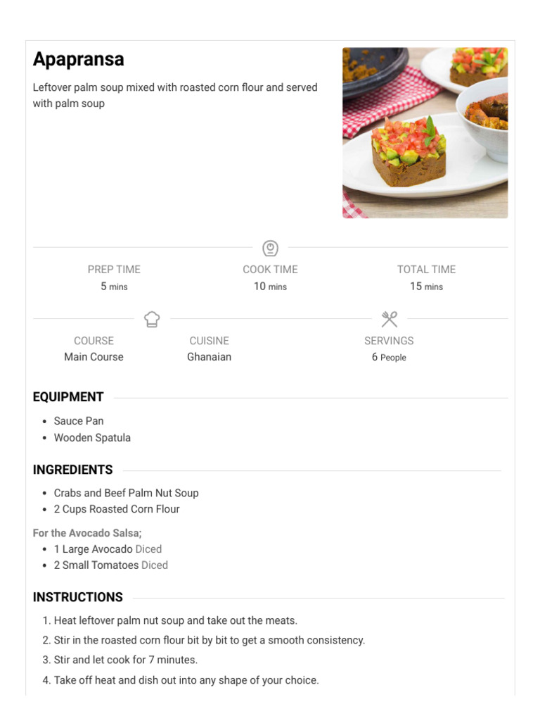 Apapransa: Ghanaian Palm Soup Dish | PDF