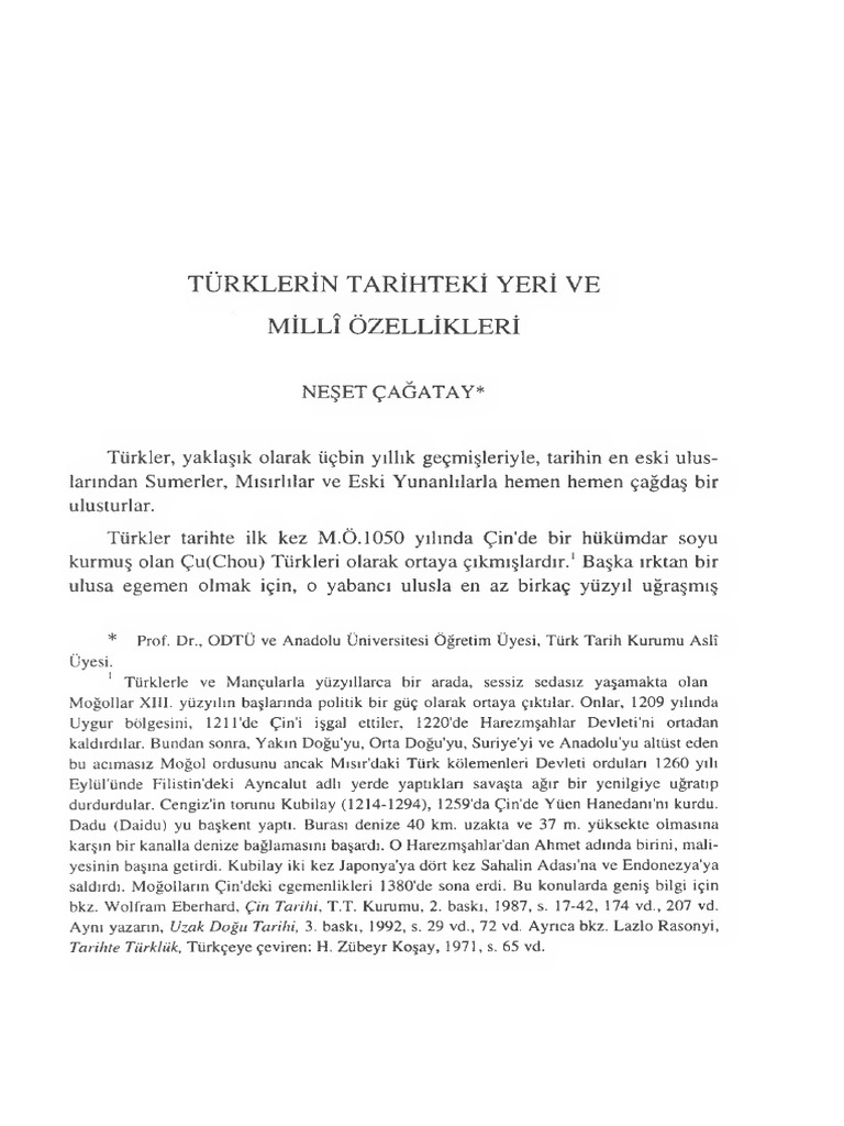 T Rklerin Tarihteki Yeri Ve Mill Zellikleri (#549812) - 688895 | PDF