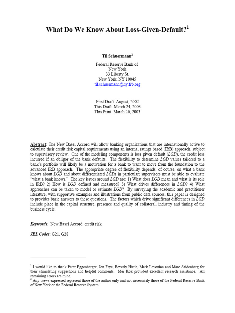 Understanding Loss Given Default (LGD) | PDF | Debt | Valuation (Finance)