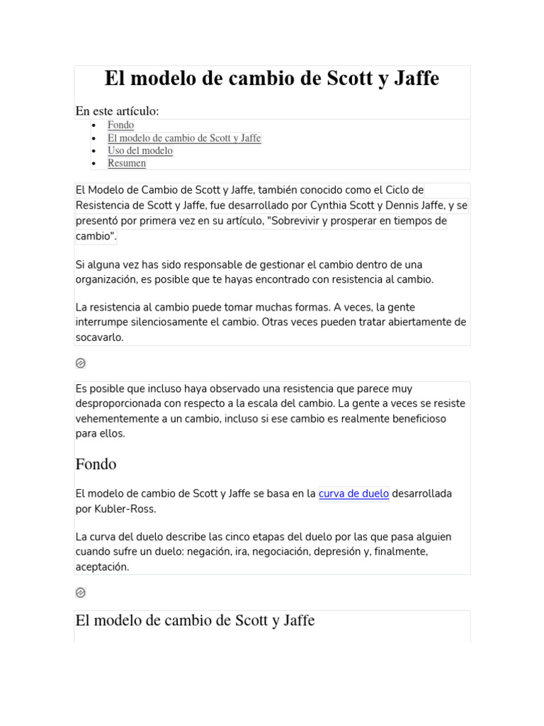 Modelo de Cambio de Scott y Jaffe | PDF
