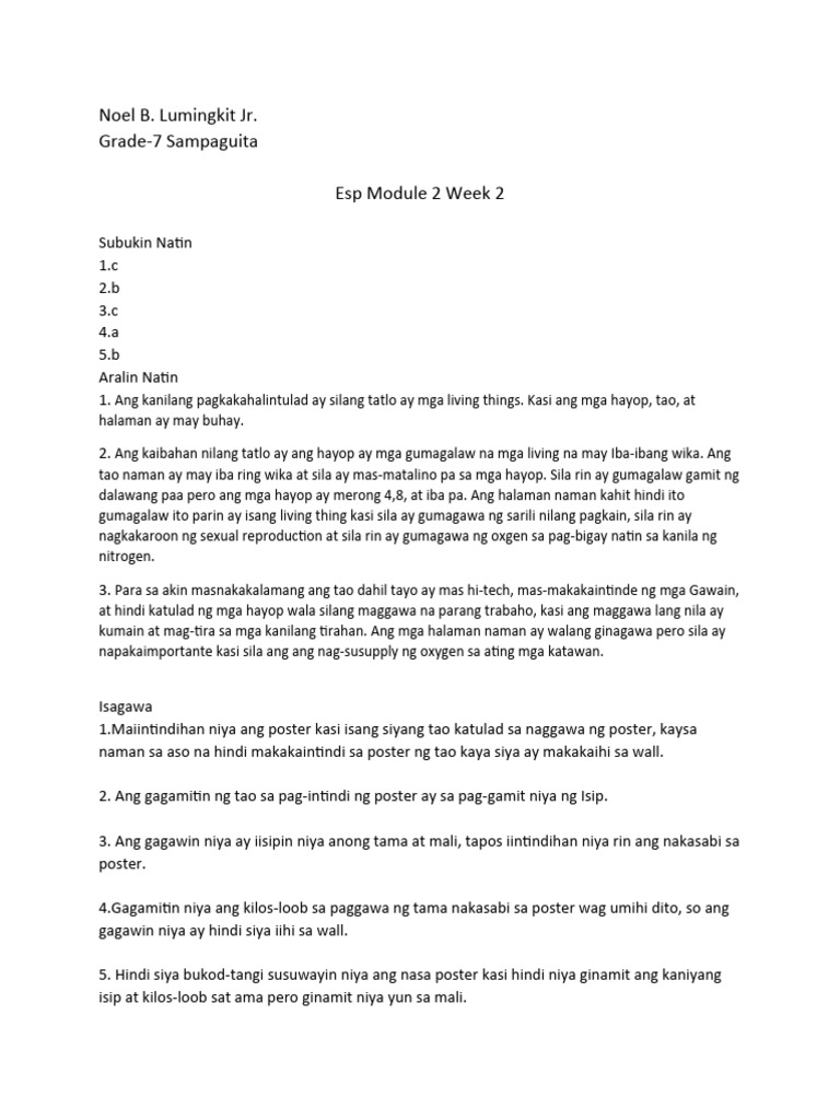 Esp Module 2 Week 2 | PDF