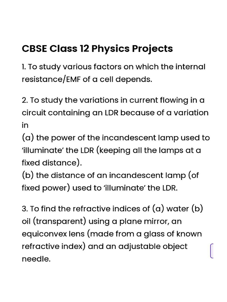 List of Physics Projects | PDF