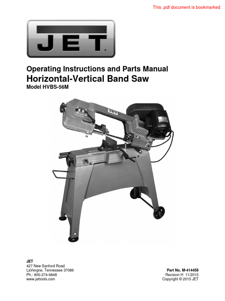 Jet_Horizontal_band_saw_model_414458_manual | PDF