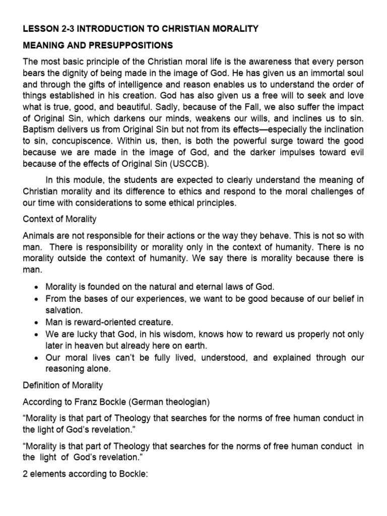 Understanding Christian Morality | PDF | Morality | Original Sin